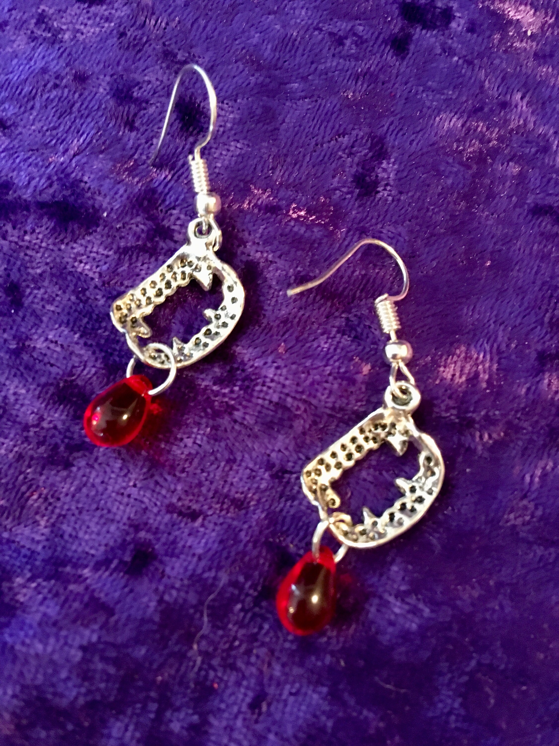 Vampire Fang Earrings Vampire Teeth Drop Earrings Blood Drop - Etsy