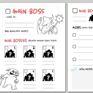 RPG Boss Checklist With Mini Boss Priorities, Printable Geek Checklist ...