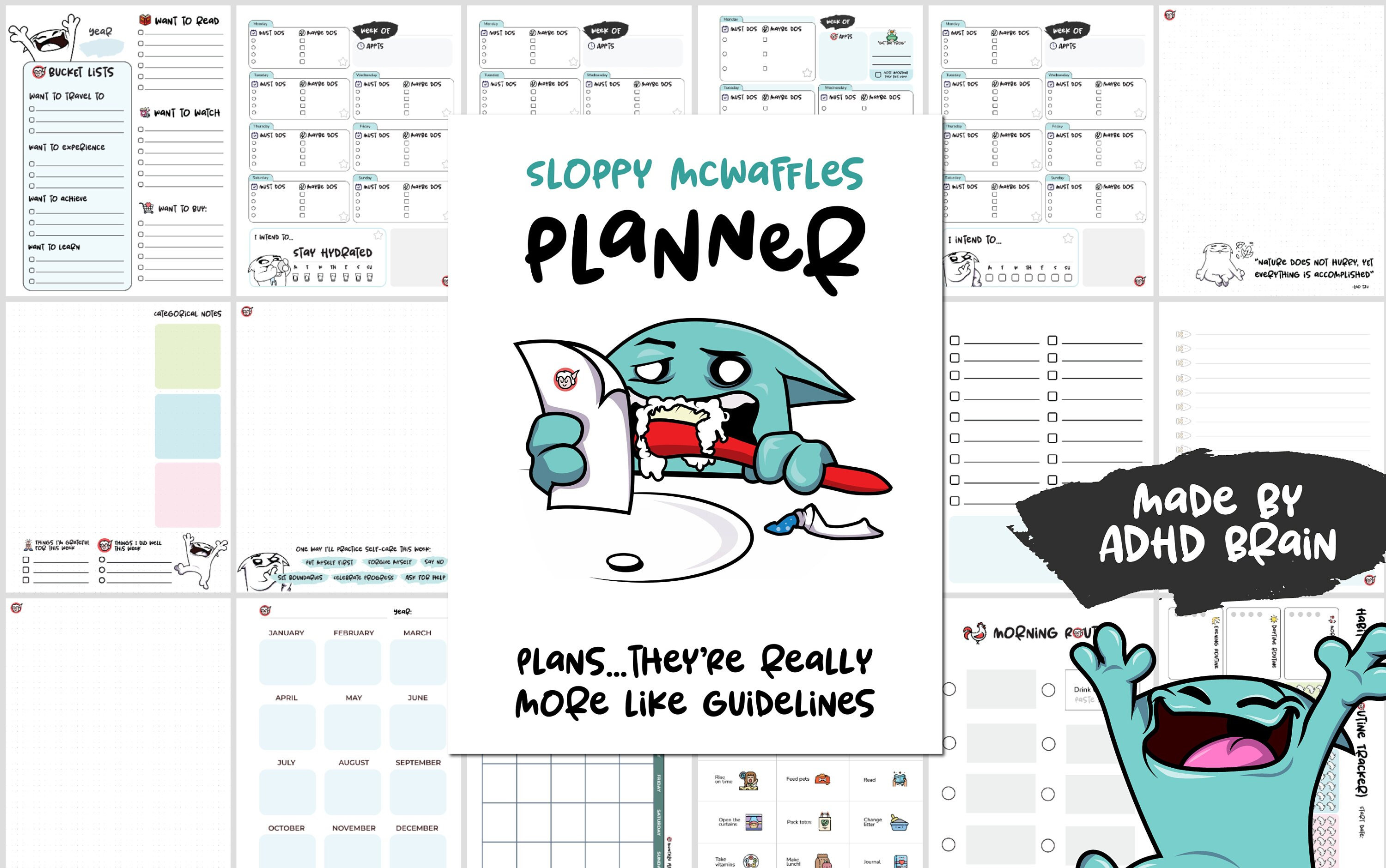 Sloppy Mcwaffles Digital ADHD Planner, Adhd Daily & Weekly Plan, Adhd ...