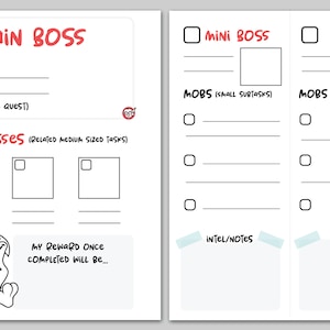 RPG Boss Checklist With Mini Boss Priorities, Printable Geek Checklist ...