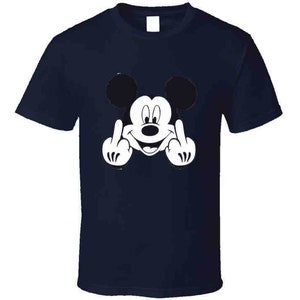 Mickey Double Fu.. You Middle Finger Funny Joke Vintage Retro Style T ...