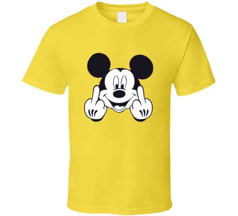 Mickey Double Fu.. You Middle Finger Funny Joke Vintage Retro Style T ...