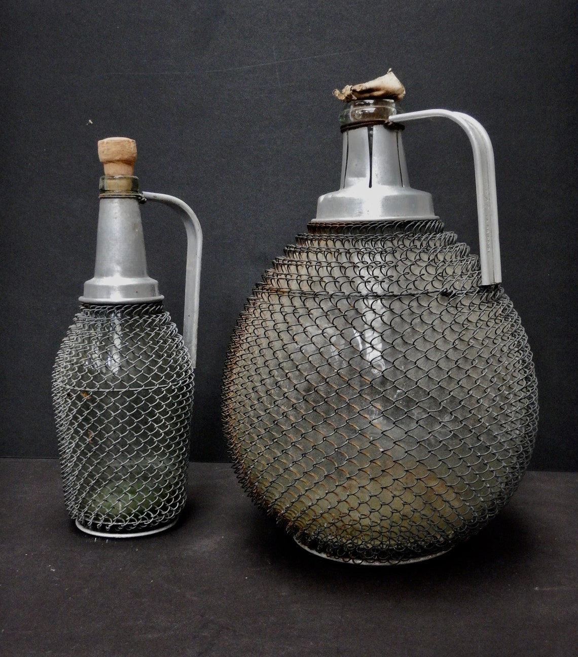 Antique French Wire Mesh Wrapped Wine Bottles Antique Wine - Etsy