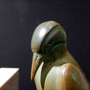 Art Deco SET - Woodpecker Bookends & Crested Finch Inkwell Desk Tidy ...