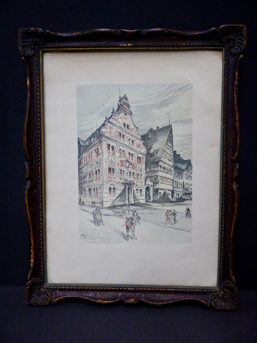 Super 1946 Printed Art - Original European Cityscape Colour Print ...