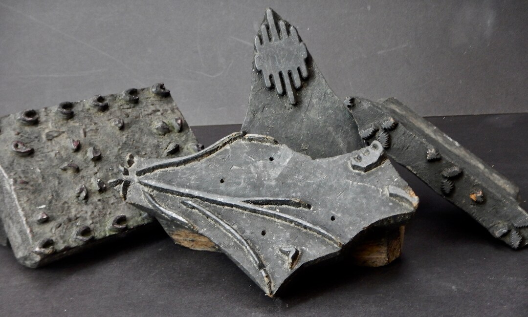 UNIQUE Collection - 4 Antique French Folk Art PRINT BLOCKS - 19th ...