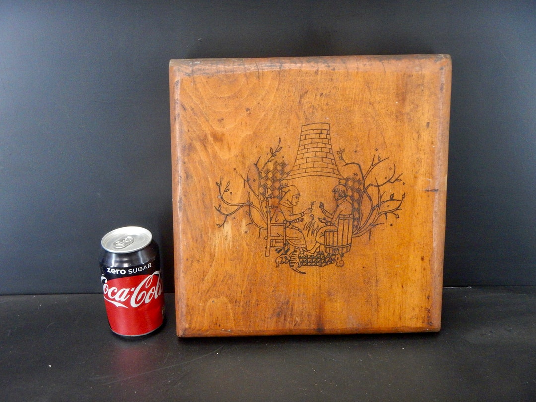 Irish Folk Art - Mid-century Hand-drawing on Heavy Wooden Plaque ...