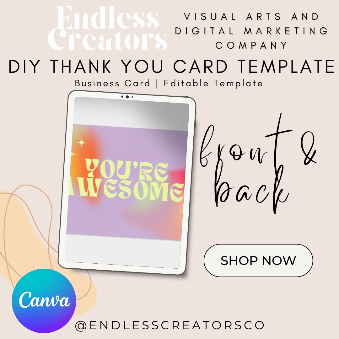 Retro DIY Template, Thank You Card Templates, Editable Thank You Cards ...