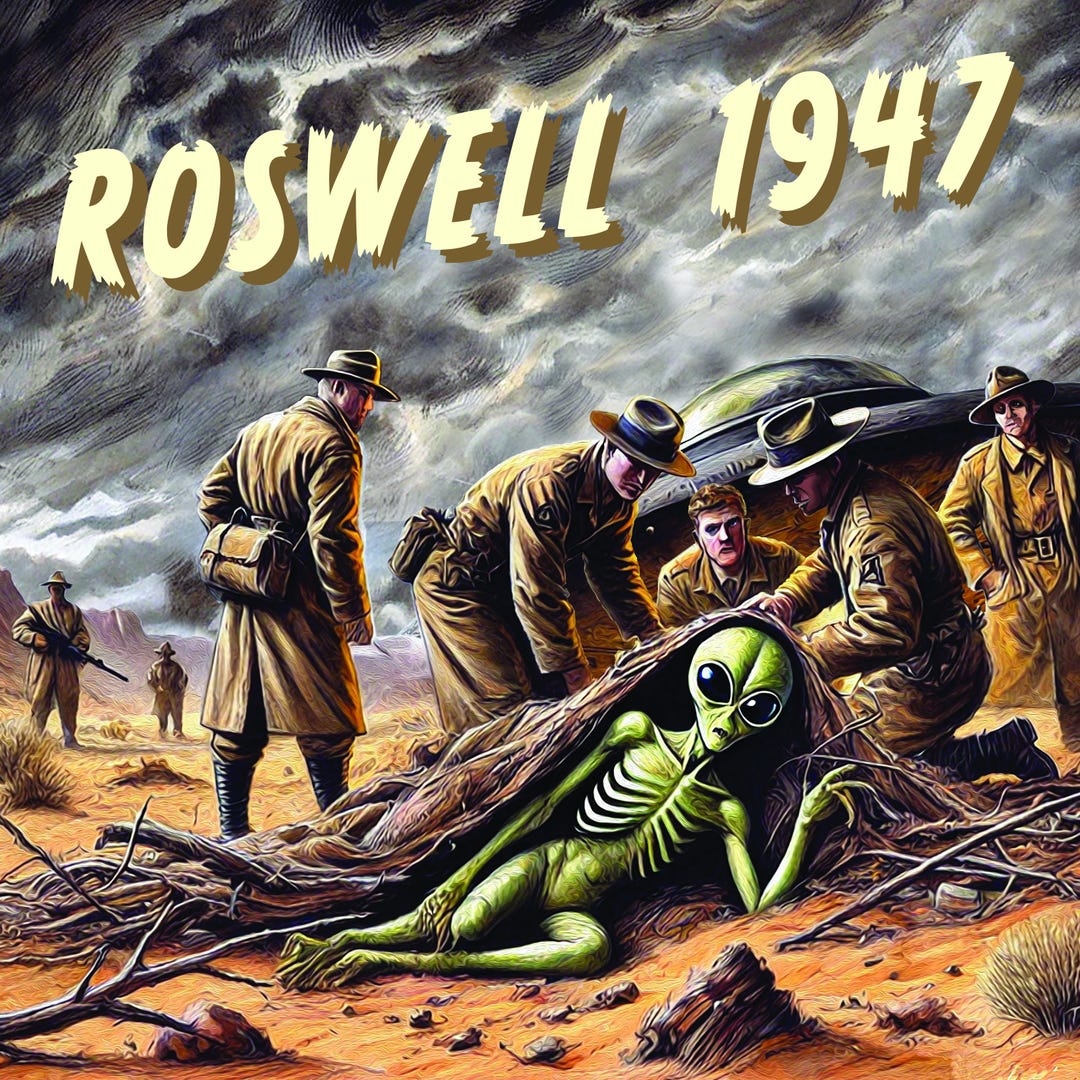 Roswell Vintage UFO 1947 Incident Art Decor, Sci-fi History, Alien ...