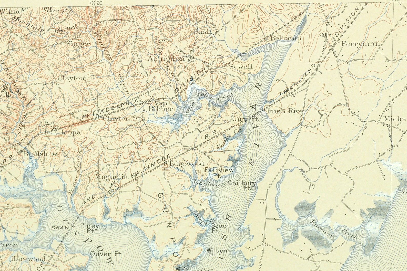 Chesapeake Bay Map of the Chesapeake Bay Topographic Map Print | Etsy