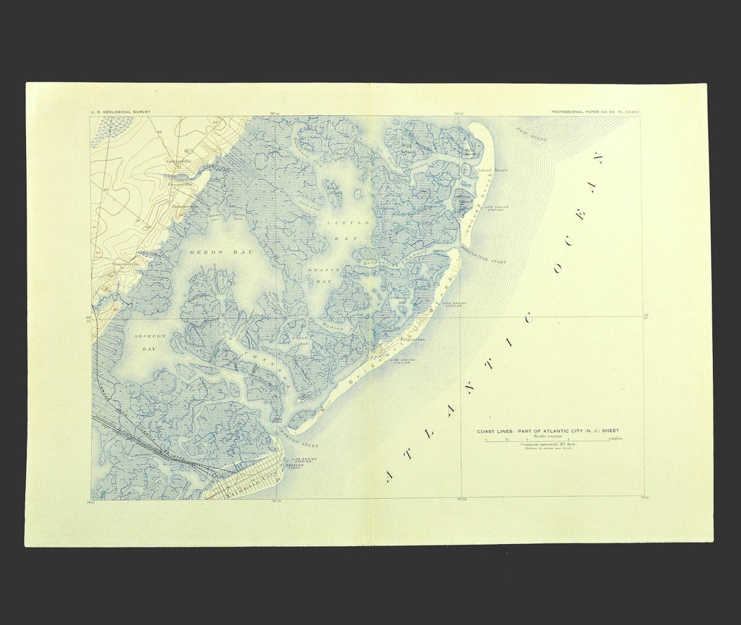 Atlantic City Map of Atlantic City New Jersey Topographic Map Print ...