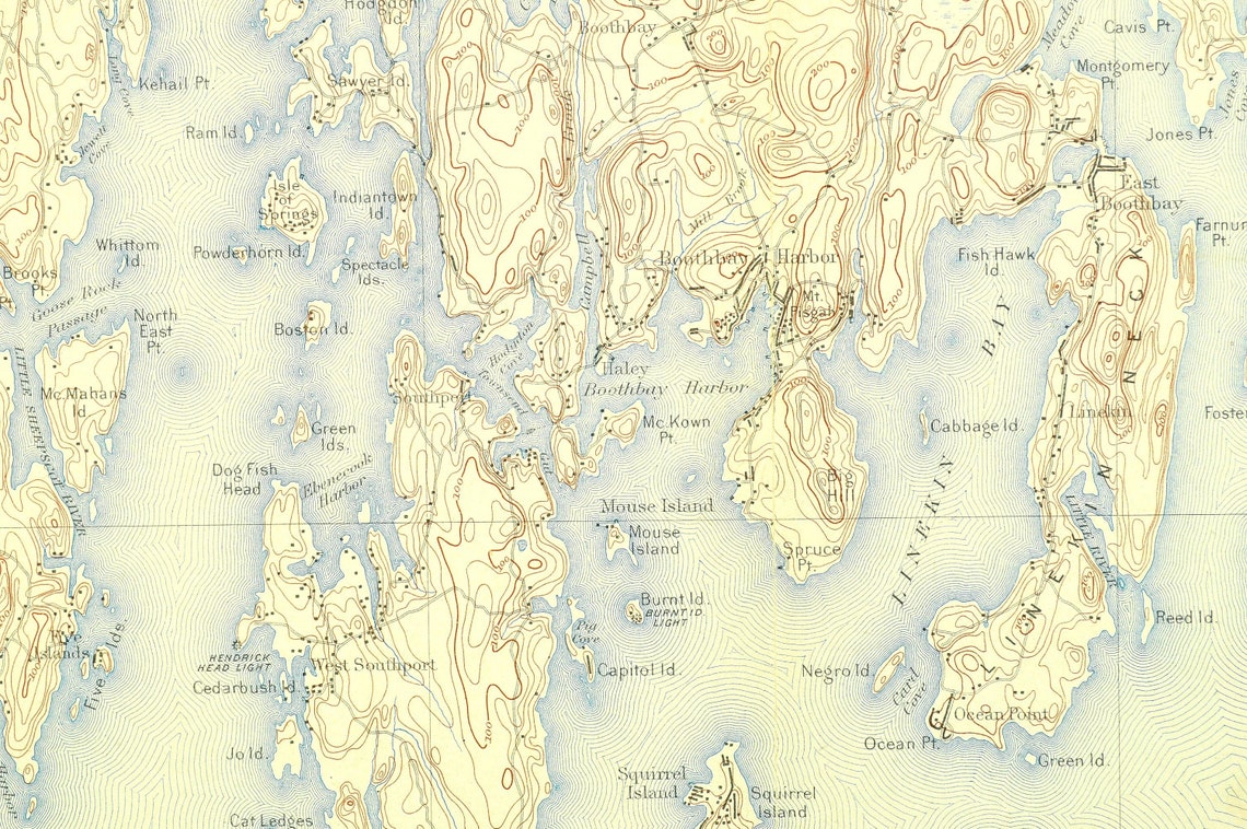 Boothbay Harbor Map of Mt Pisgah Maine Topographic Map Print - Etsy