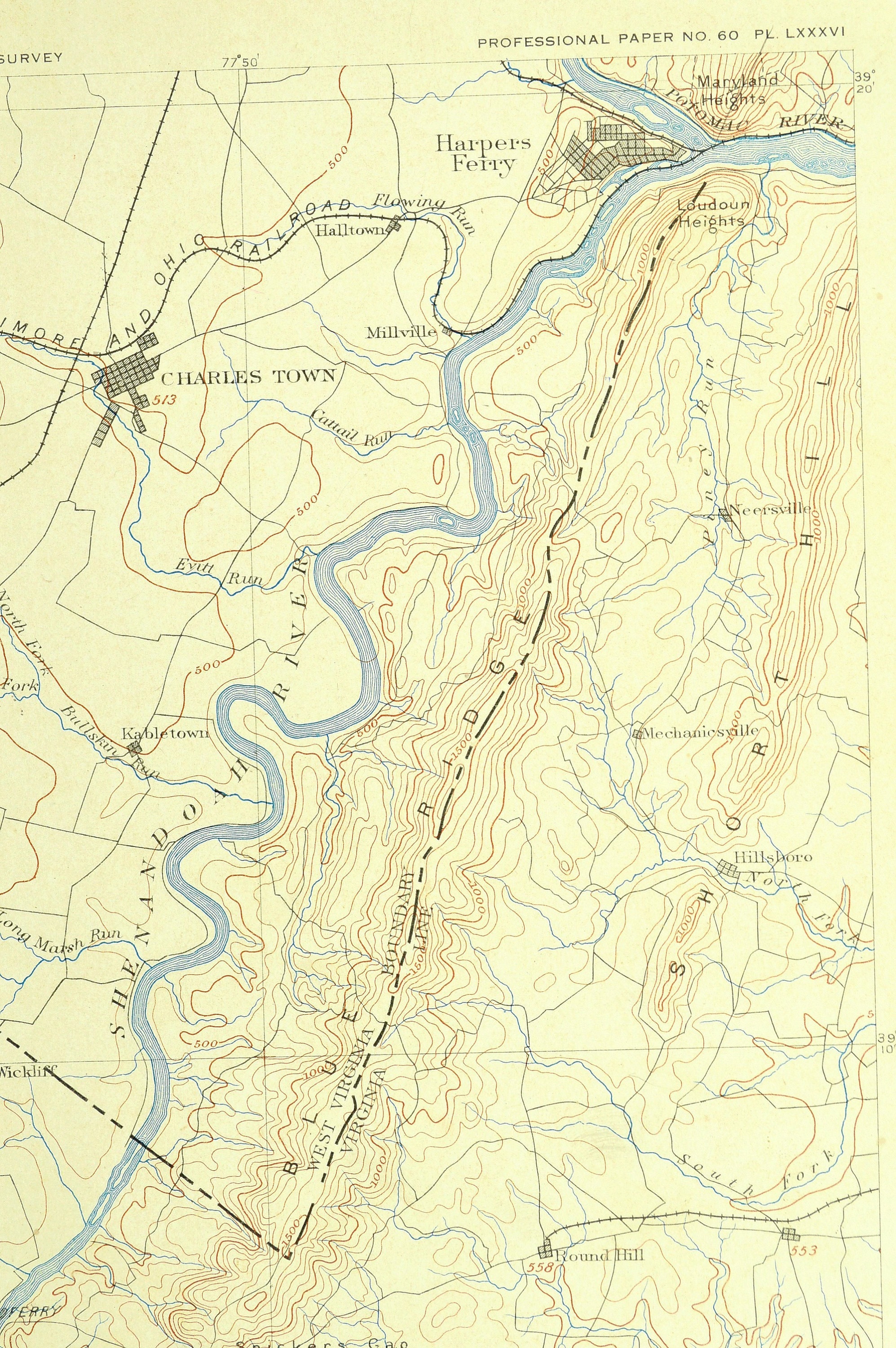 Harpers Ferry Map of Charles Town West Virginia Topographic Print ...