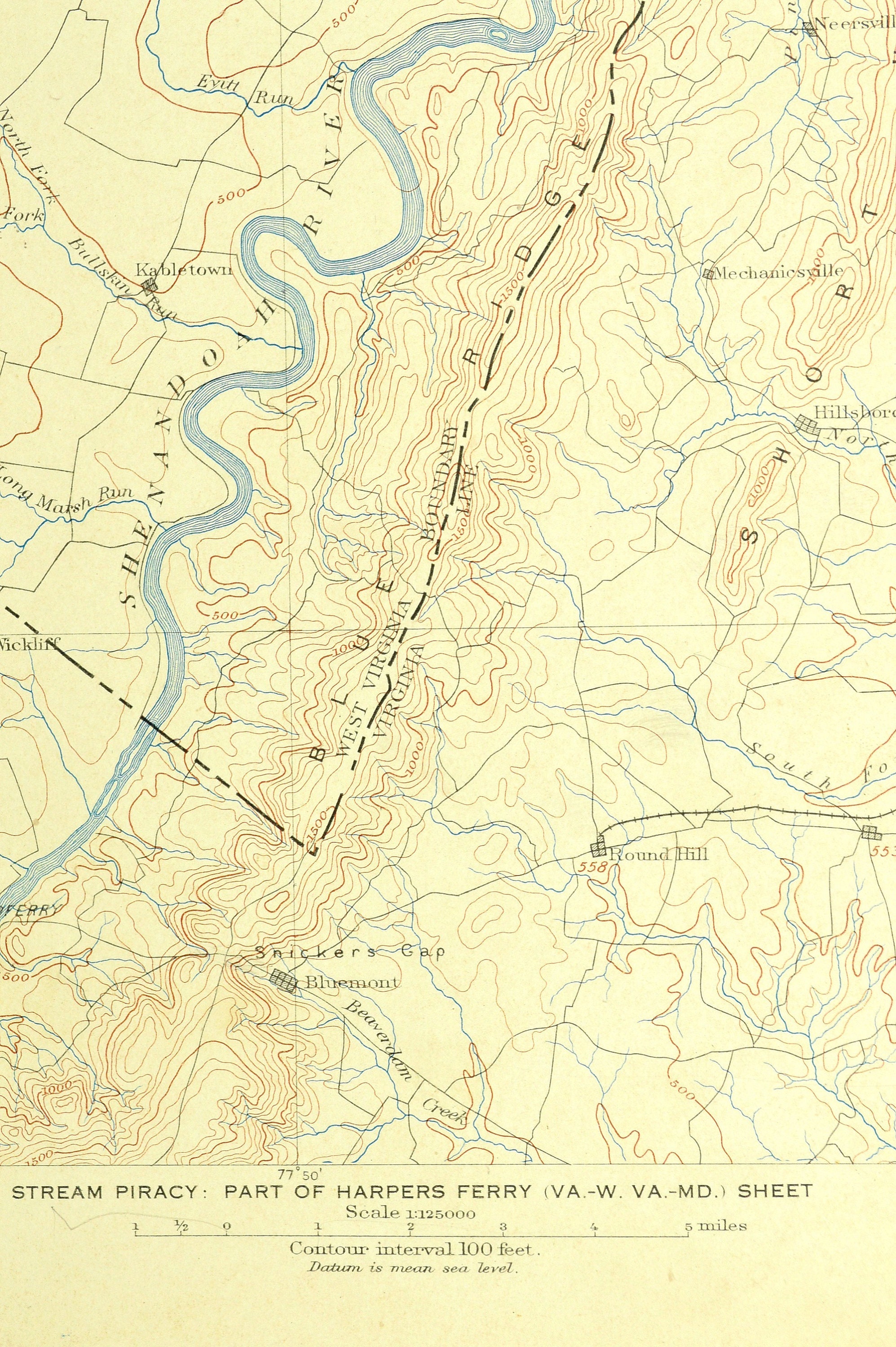 Harpers Ferry Map of Charles Town West Virginia Topographic Print ...