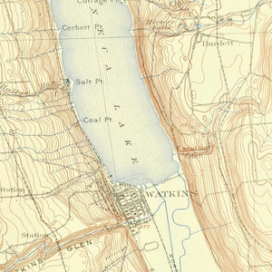 Watkins Glen Map of Watkins Glen New York Topographic Print Antique ...