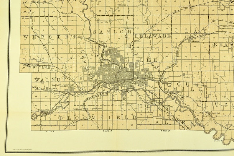 Polk County Iowa Map Antique Original Geological Map Des - Etsy
