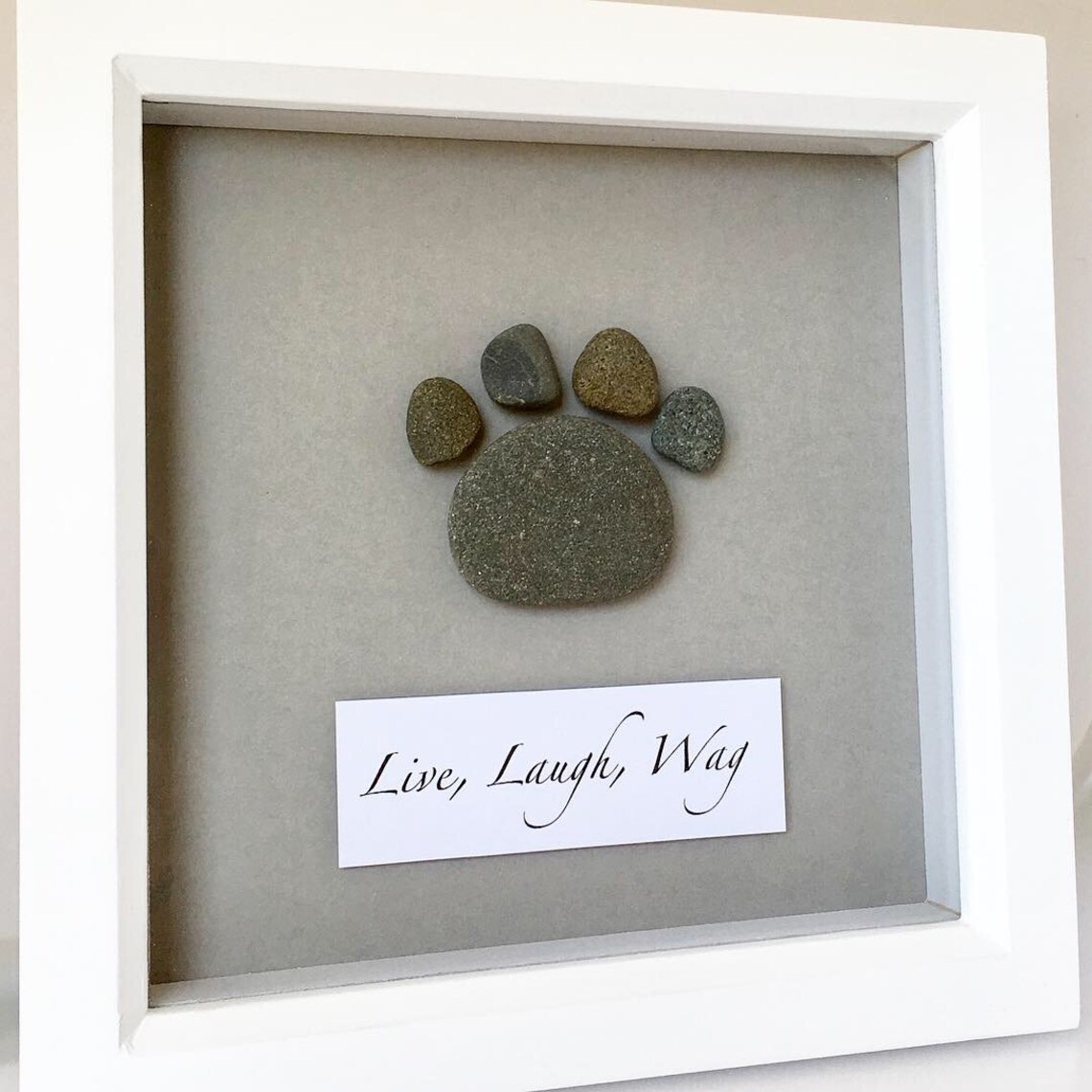 Paw Print Pebble Art - Pebble Picture - Dog Gift - Cat Gift - Dog Paw ...
