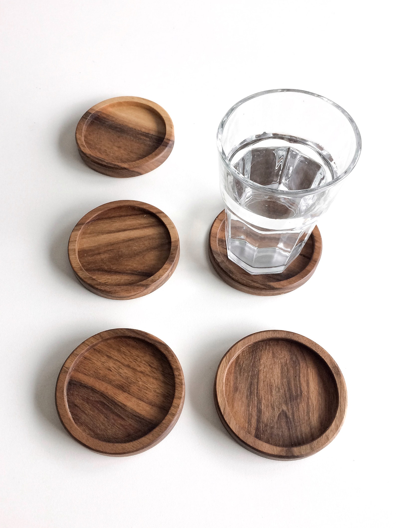 Round Wooden Coasters Set of 2 Coasters Drinks Coaster Set - Etsy