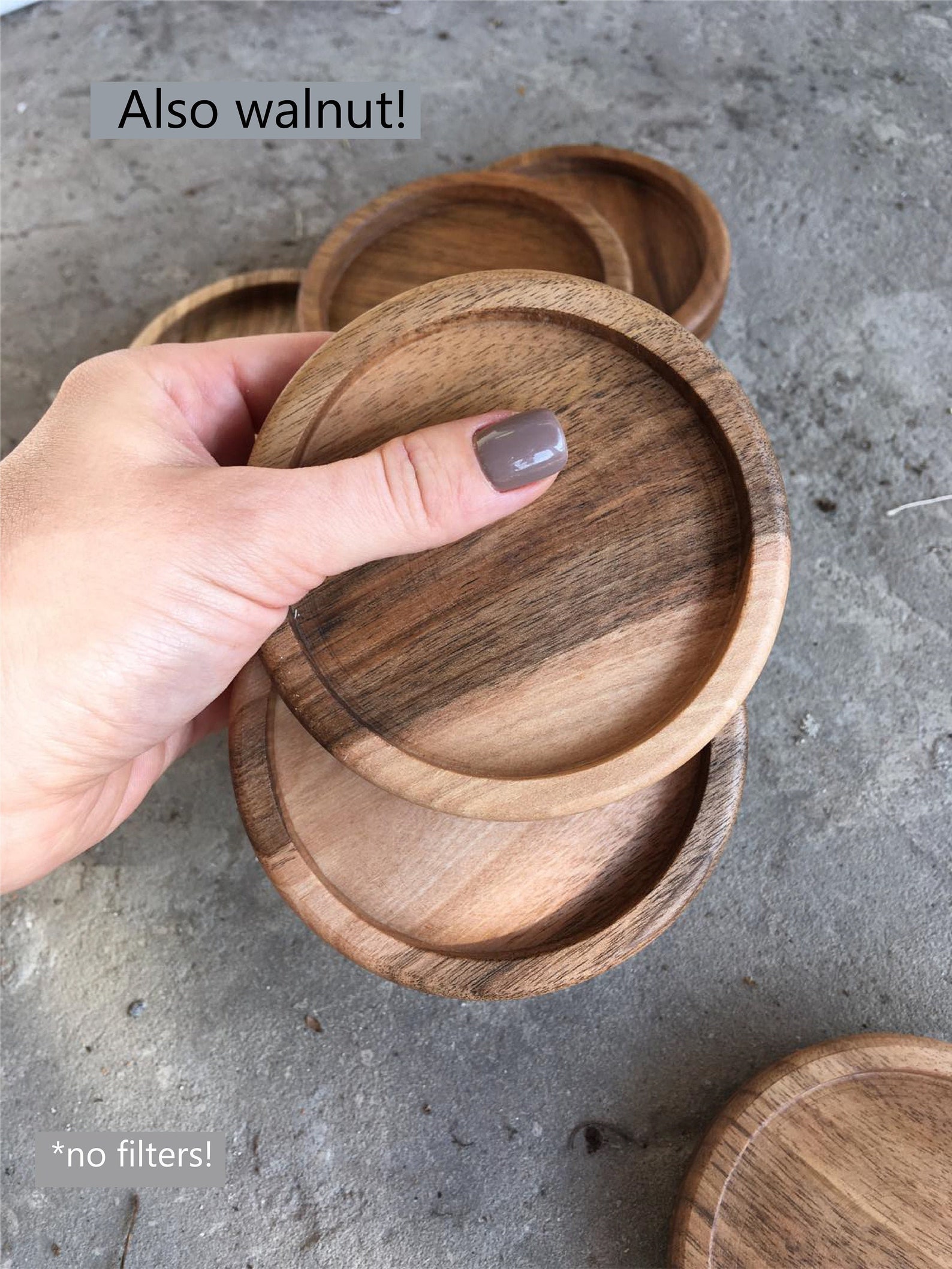 Round Wooden Coasters Set of 2 Coasters Drinks Coaster Set - Etsy