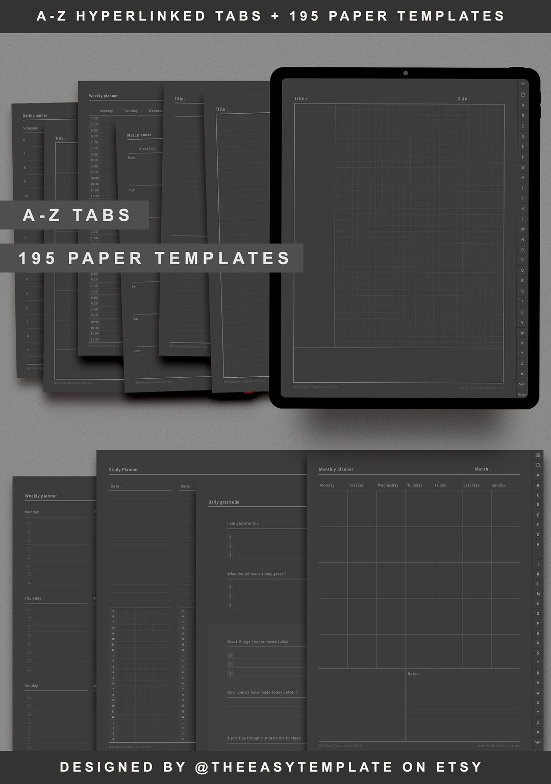 Black Notebook A to Z Tabs Notability College Alphabetical - Etsy