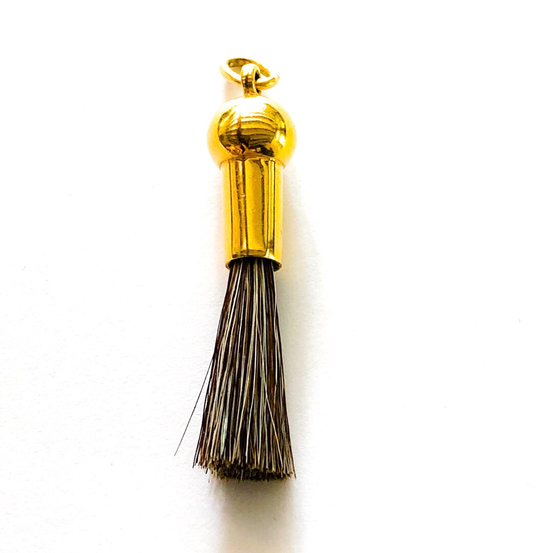 18ct 18k Yellow Gold Badger Hair Tassel Charm Pendant Necklace - Etsy