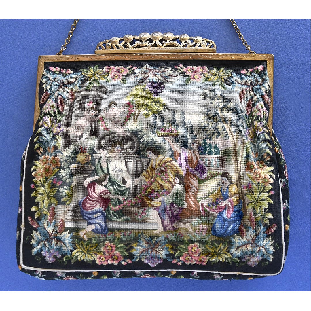 Vintage FIGURAL MICRO Petite Point Purse, Two Sided Scenic Purse ...