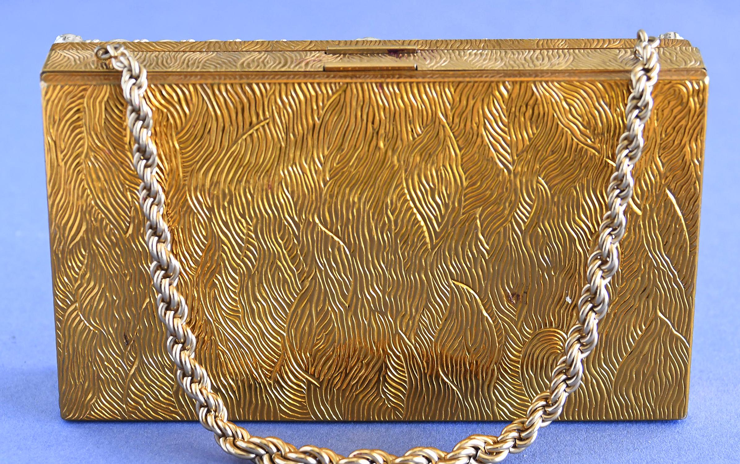 Vintage EVANS Carryall With RHINESTONES, Gold Toned Carryall With ...