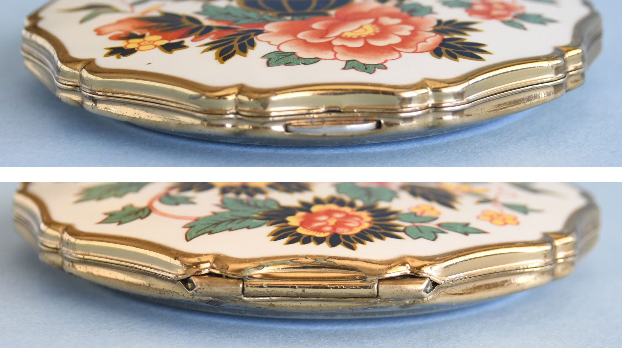 Vintage STRATTON IMARI Style Powder Compact With FLOWERS, 1970's ...