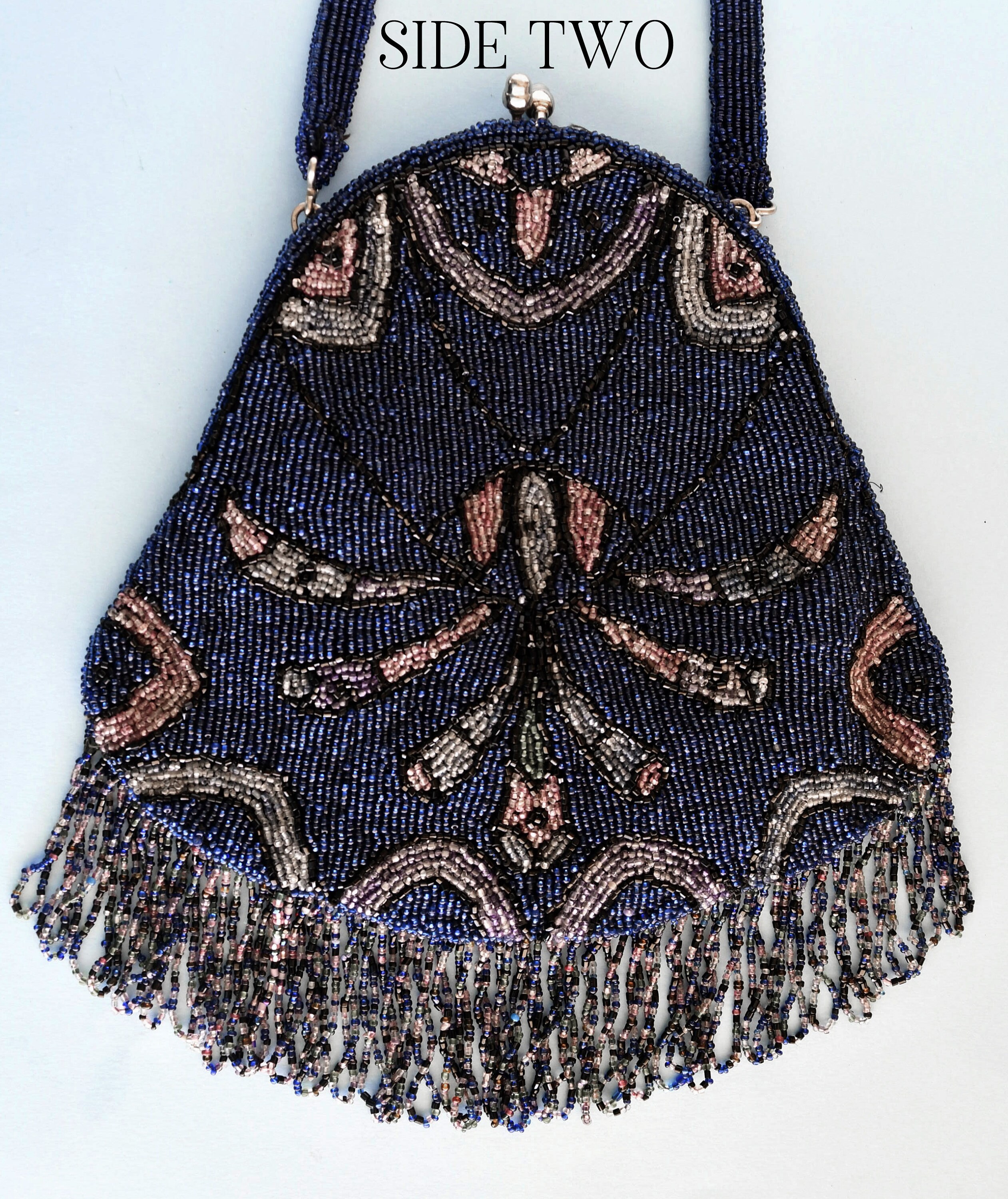 Vintage NAVY BEADED Purse, Beaded Frame With Kisslock Clasp, 1940's ...
