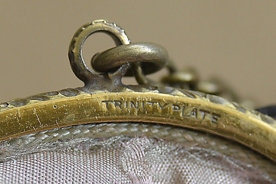 TRINITY PLATE FRAME With Green Gems, Vintage Petit Point Purse, Jeweled ...