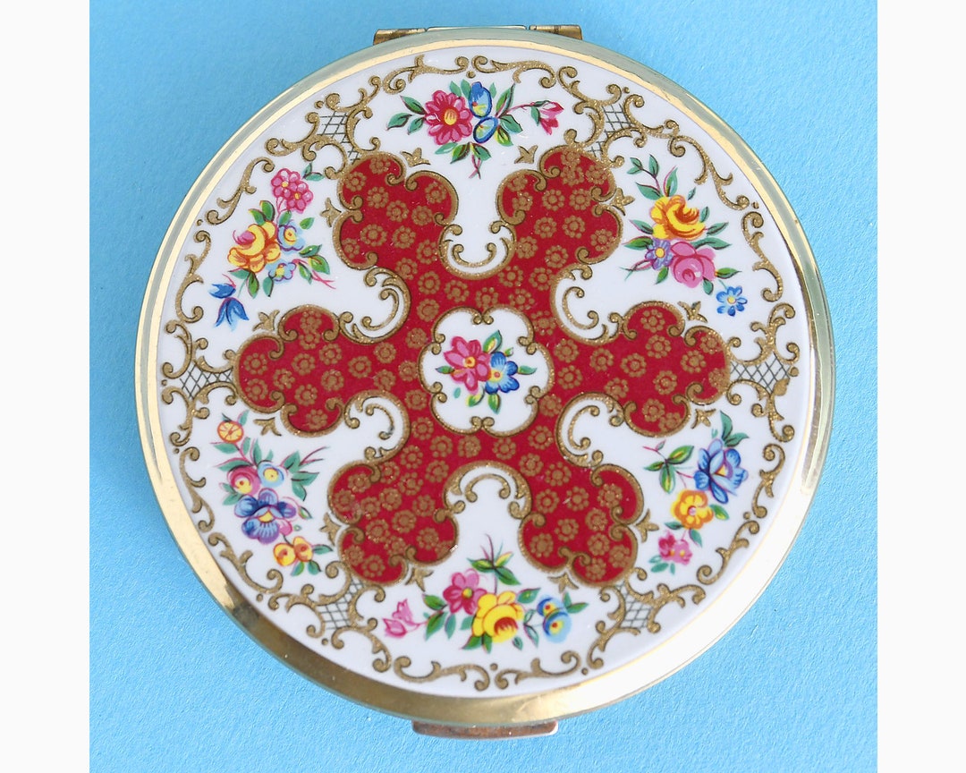 Vintage STRATTON Powder Compact With FLOWERS, 1960's Compact, Flowers ...