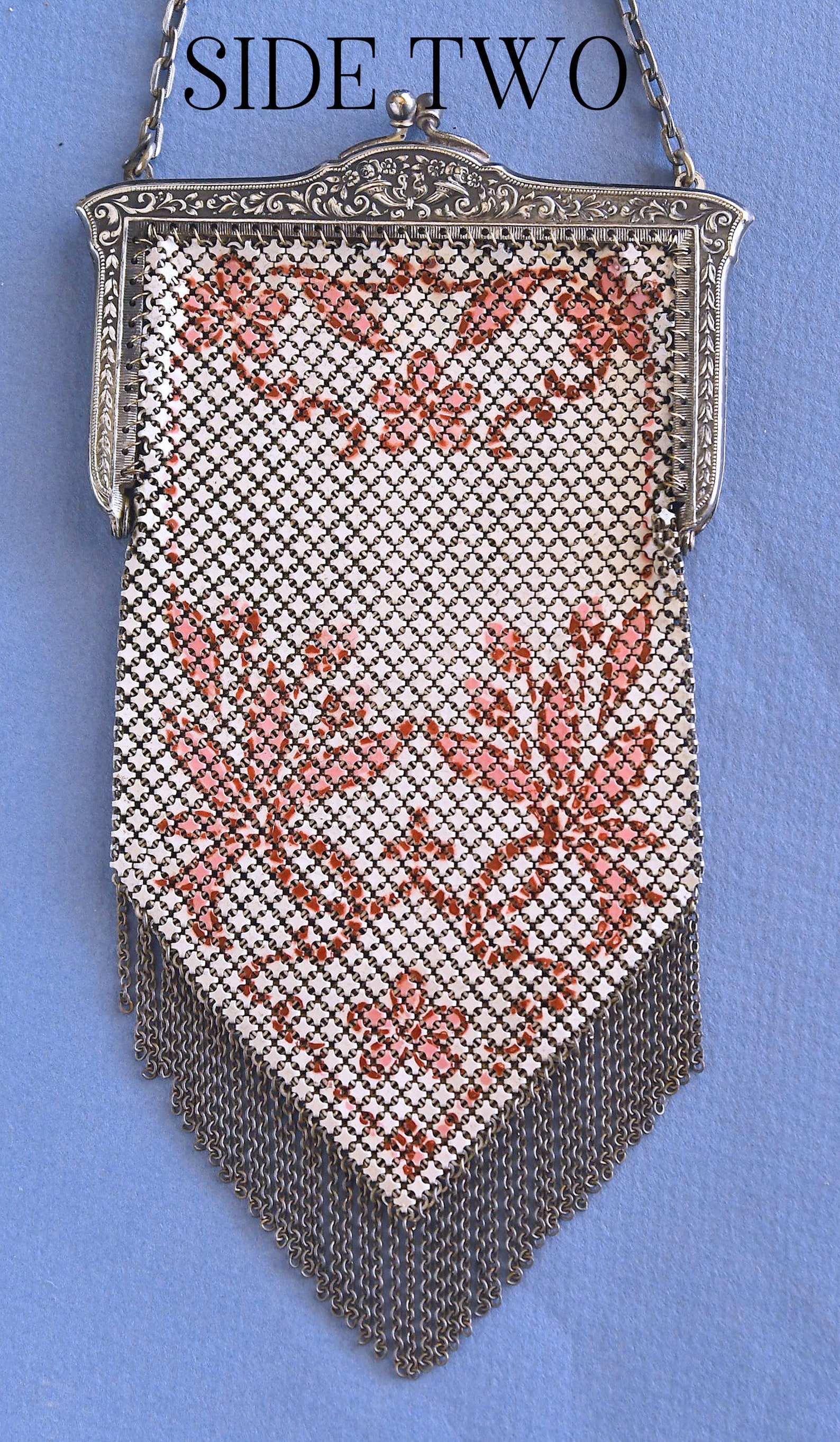 MANDALIAN MESH Purse, Pink White Mandalian, FLOWERS on Mesh Purse, 1920 ...