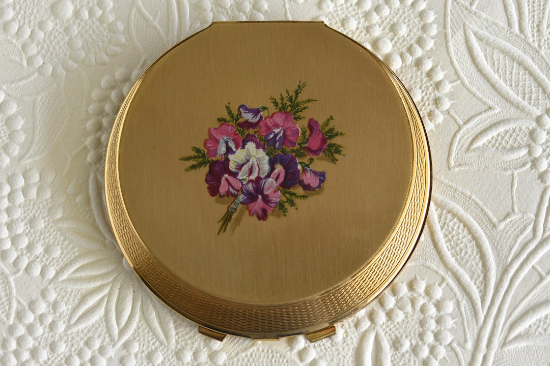 RARE STRATTON THINETTE Powder Compact, Vintage Compact With Flowers ...