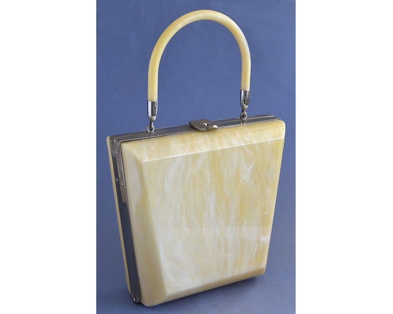 Vintage LIGHT YELLOW LUCITE Purse, 1950's Purse, Mid-century Yellow ...