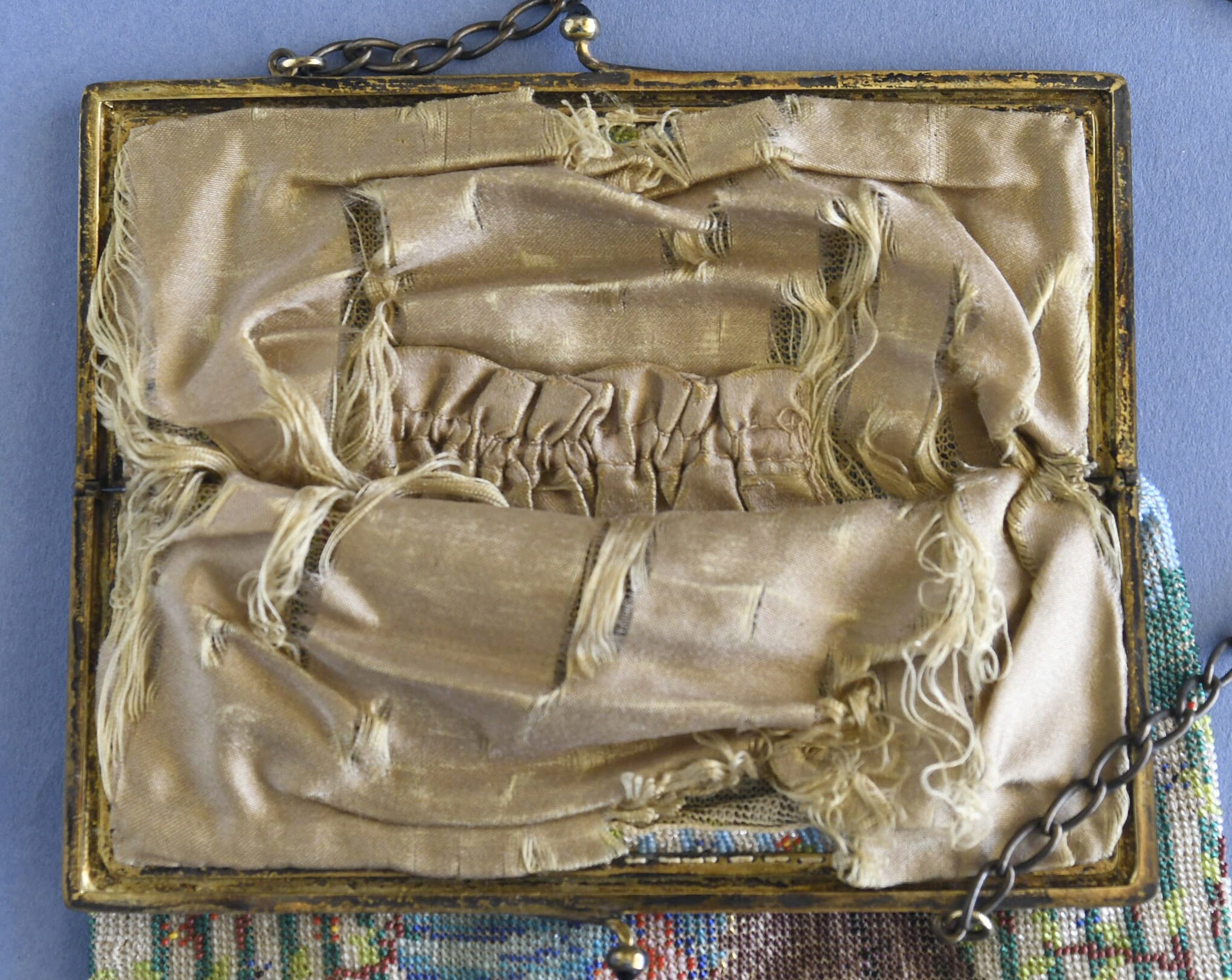 Antique Figural Micro Beaded Purse, Sterling Silver Frame, Large ...
