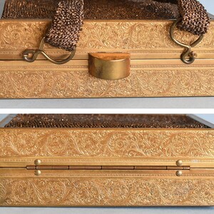 Vintage Beaded and Metal Box Purse, Coppery Brown Carnival Beads on a ...