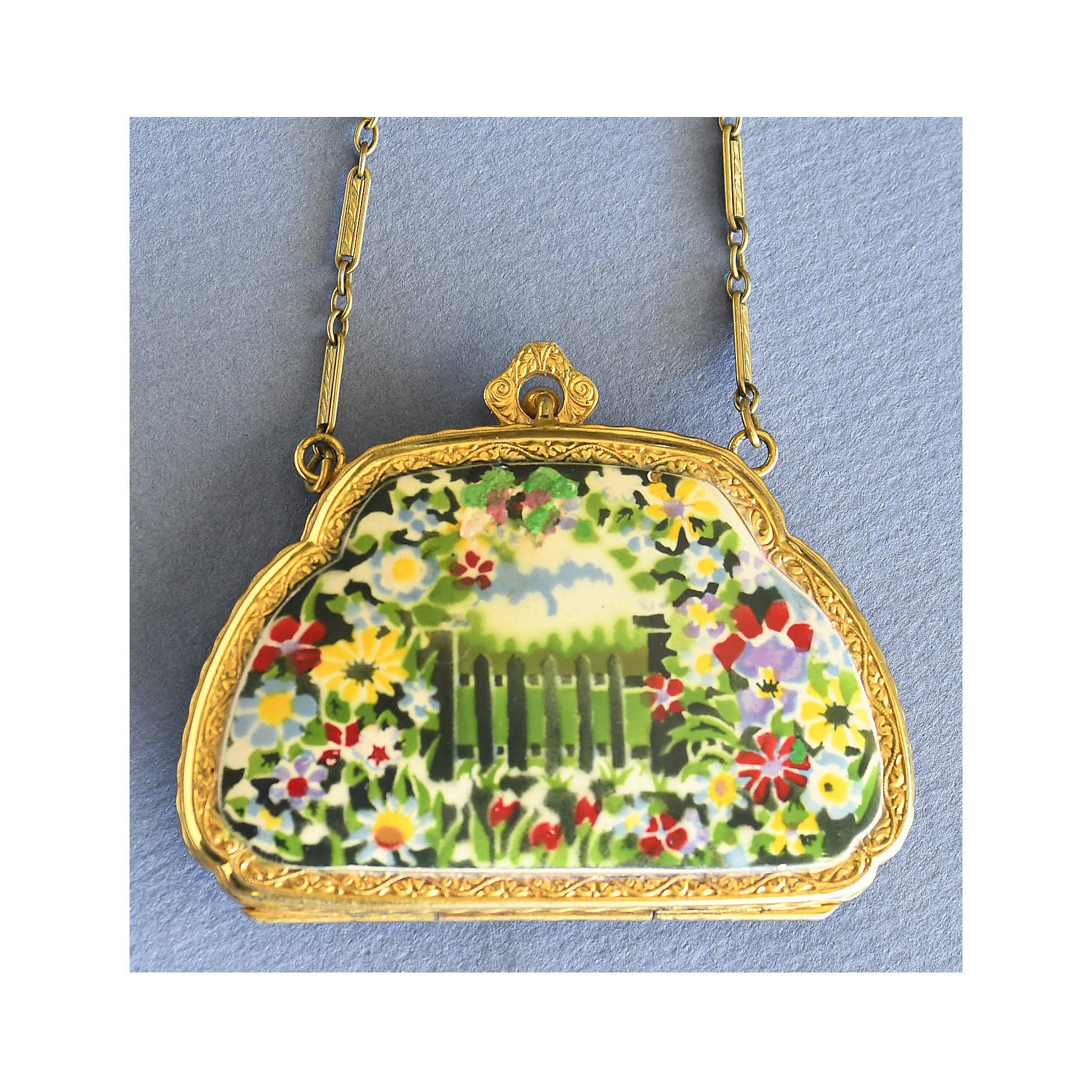 PURSE SHAPED VANITY Compact, Wristlet Powder Rouge and Lipstick Compact ...