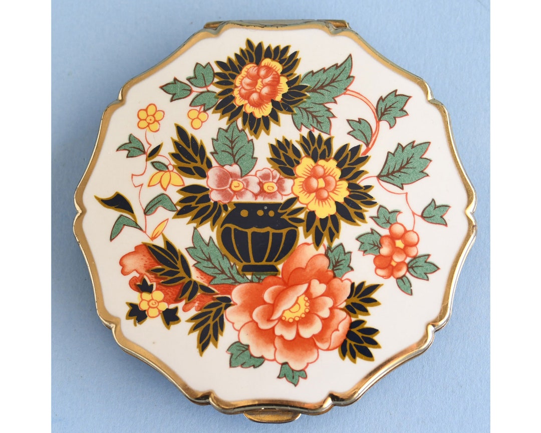 Vintage STRATTON IMARI Style Powder Compact With FLOWERS, 1970's ...