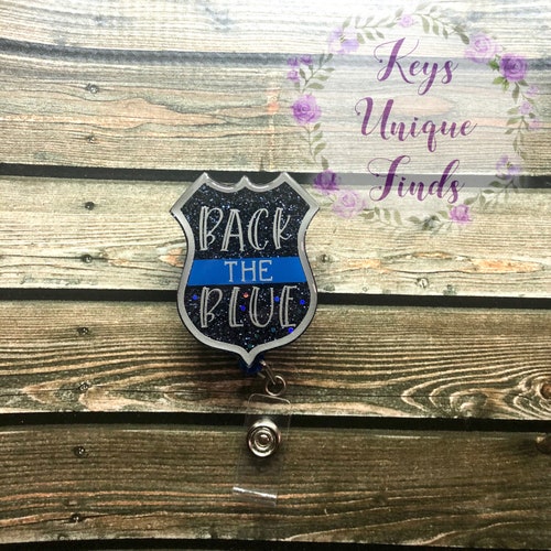 Thin Blue Line Badge Reel Back the Blue Badge Reel Police | Etsy