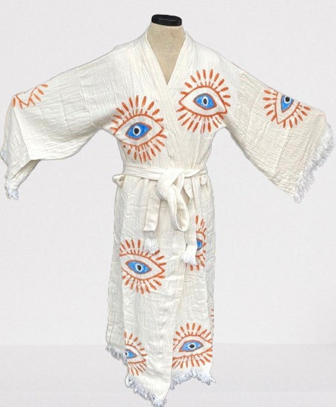 Muslin Robe Awake Evil Eye Turkish Kimono Awake Evil Eye - Etsy