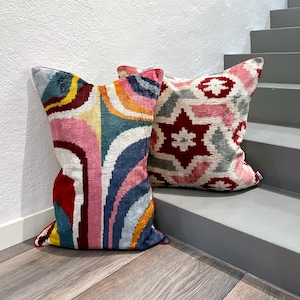 Velvet Ikat Cushion Picasso Double-sided | Velvet Ikat Pillow Picasso Double-sided - Etsy