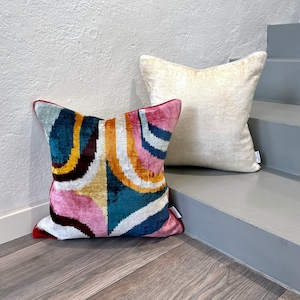 Velvet Ikat Cushion Picasso Double-sided | Velvet Ikat Pillow Picasso Double-sided - Etsy