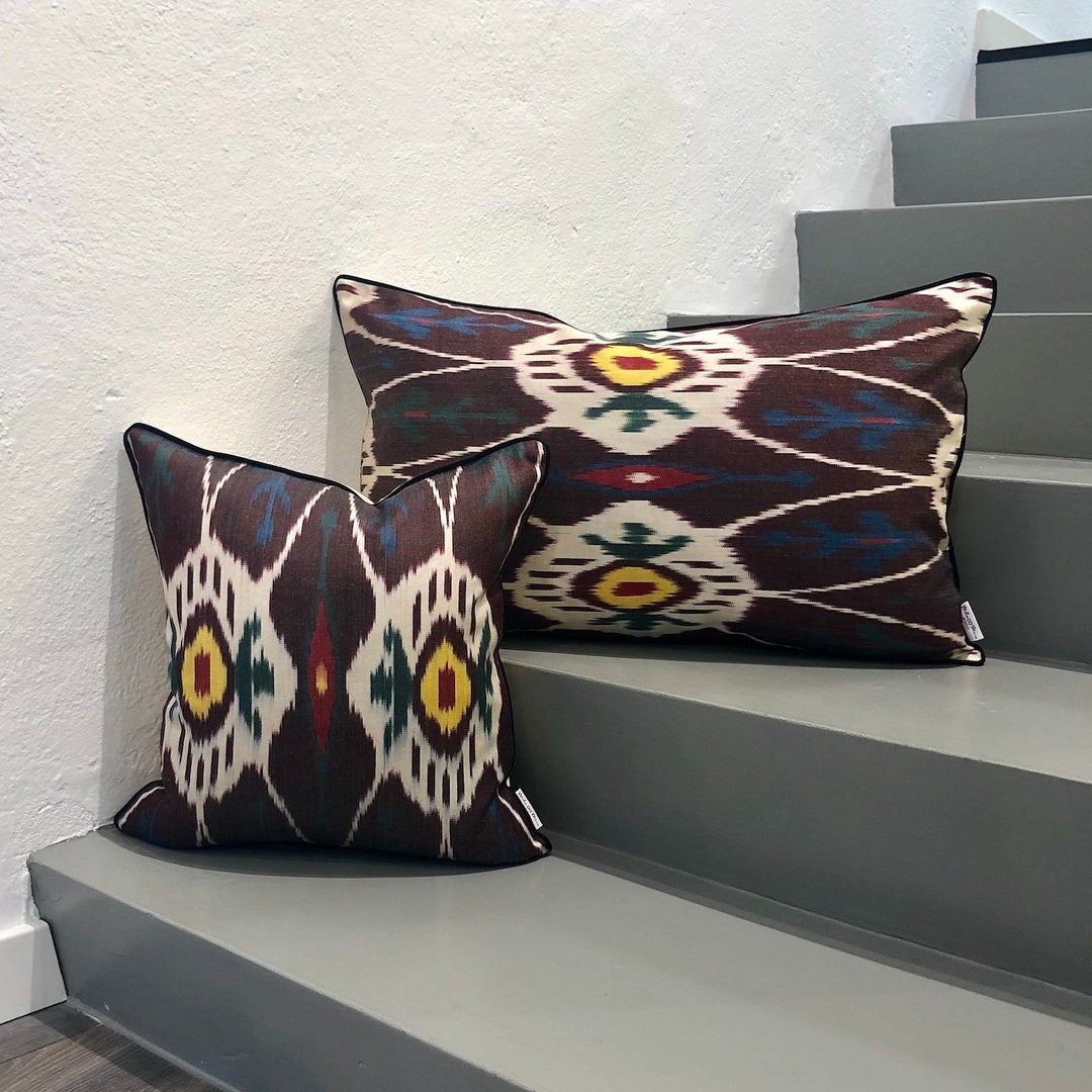 Silk Ikat Cushion Tribal | Silk Ikat Pillow Tribal - Etsy