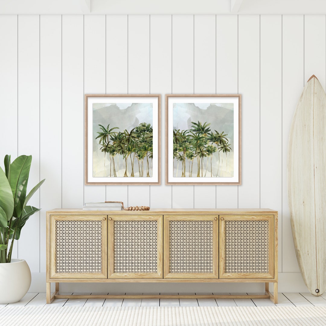 Watercolor Palm Tree Art Print Set, Coastal Art, Beach Wall Art Prints ...