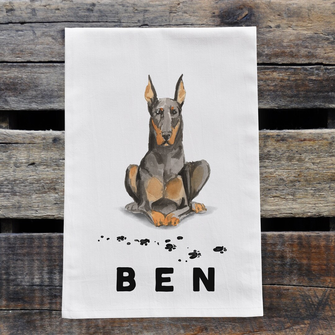 Personalized Doberman Pinscher Kitchen Tea Towel, Dog Lover Gift ...