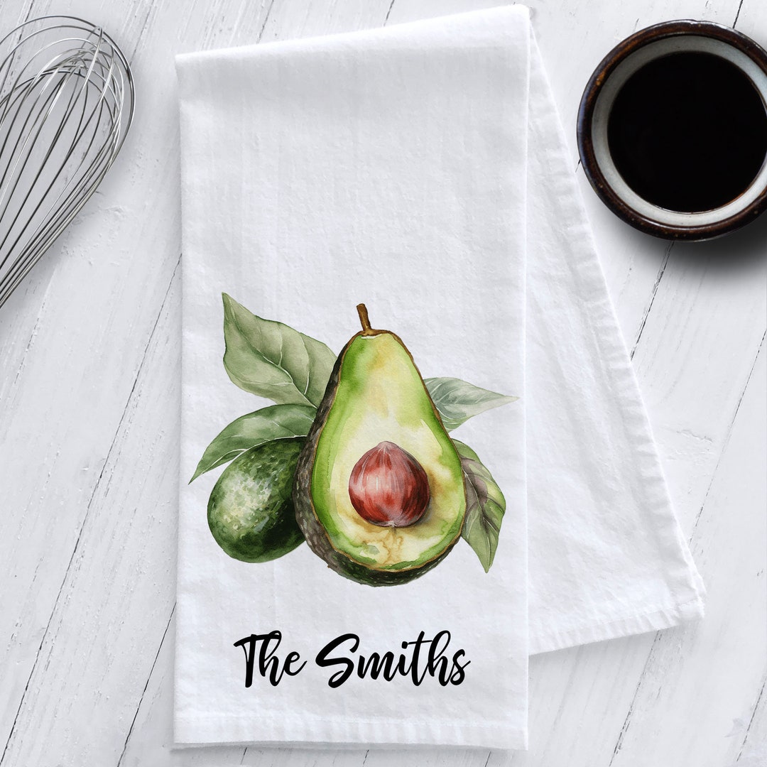 Personalized Avocado Design Kitchen Tea Towel, Avocado Decor, Avocado ...