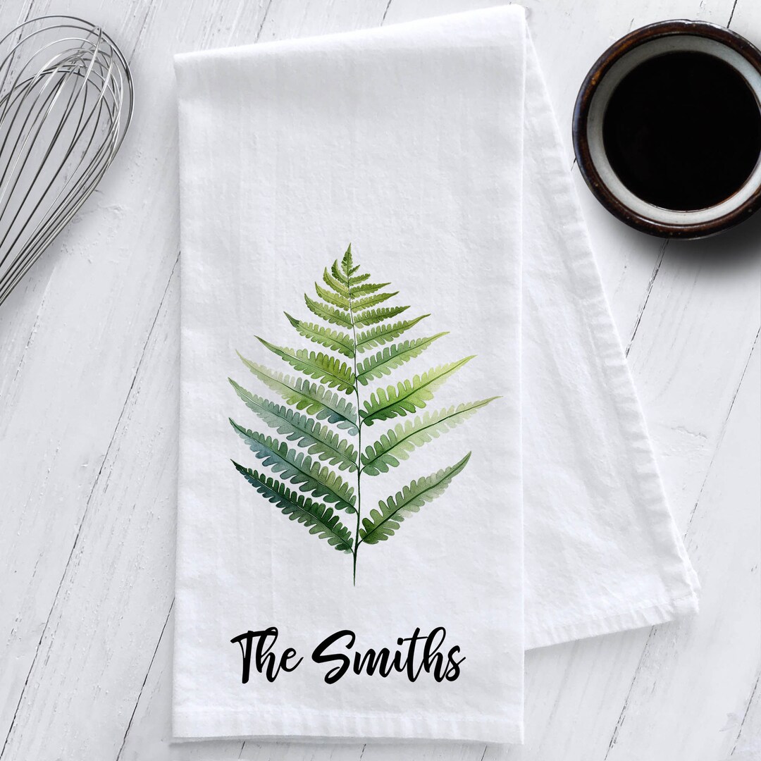 Personalized Fern Kitchen Tea Towel, Fern Tea Towel, Personalized Gift ...