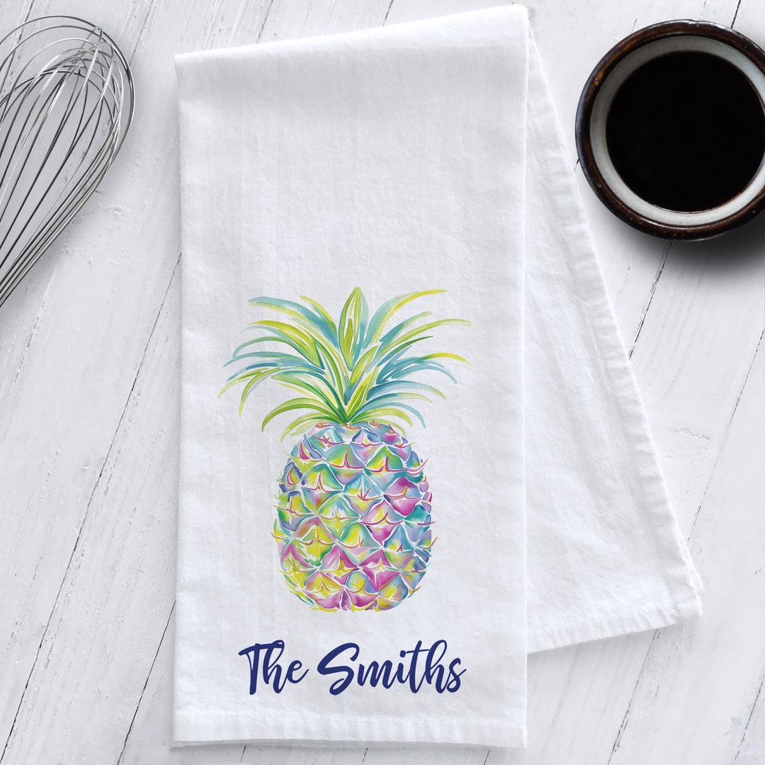 Personalized Preppy Pineapple Tea Towel, Preppy Tea Towel, Preppy Palm ...