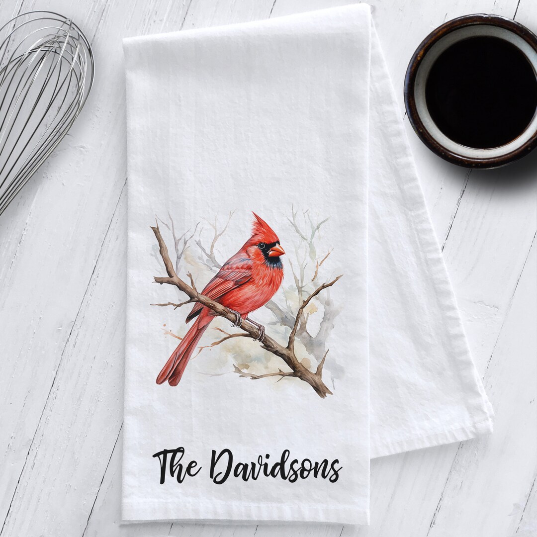 Personalized Cardinal Kitchen Tea Towel, Personalized Gift ...