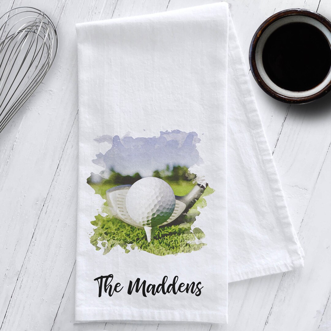 Personalized Golf Tea Towel, Customized Housewarming Gift, Custom Flour ...